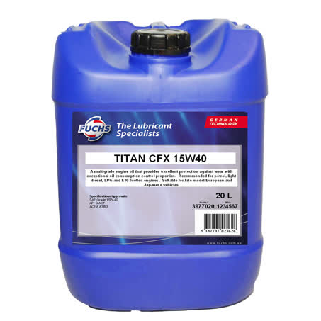 FUCHS TITAN CFX ENGINE OIL 15W-40 20L — JAE Auto Electrical & Refrigeration