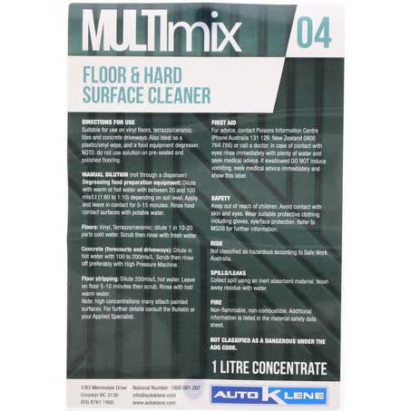AUTO KLENE MULTIMIX 4 CONCENTRATE LABEL 1L — JAE Auto Electrical ...