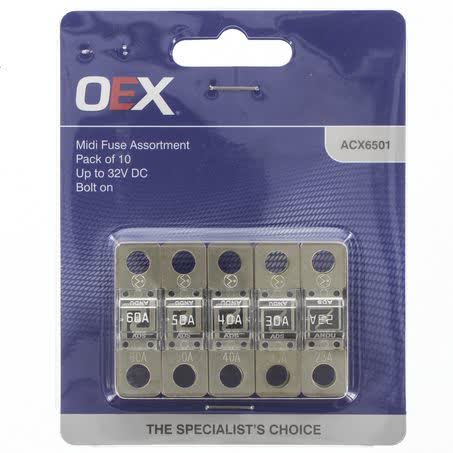 OEX MIDI FUSE ASSORTED BOLT ON - PACK OF 10 — JAE Auto Electrical ...